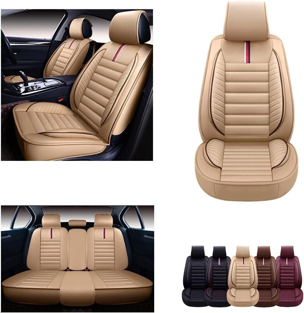 OASIS AUTO Car Seat Covers Accessories Full Set Premium Nappa Leather
